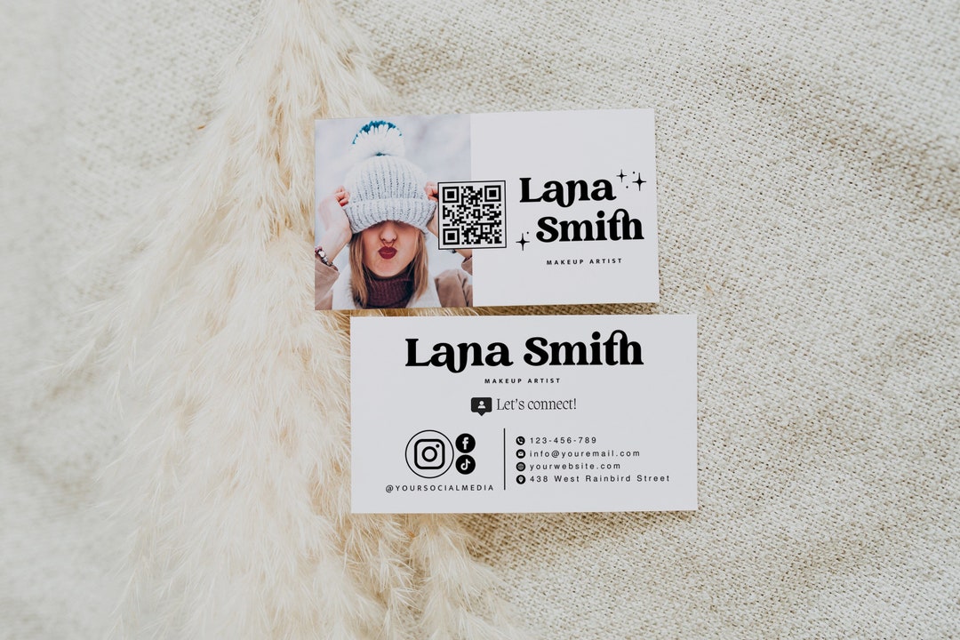 Editable Minimalist Photo Business Card With QR Code, Modern Name Card ...