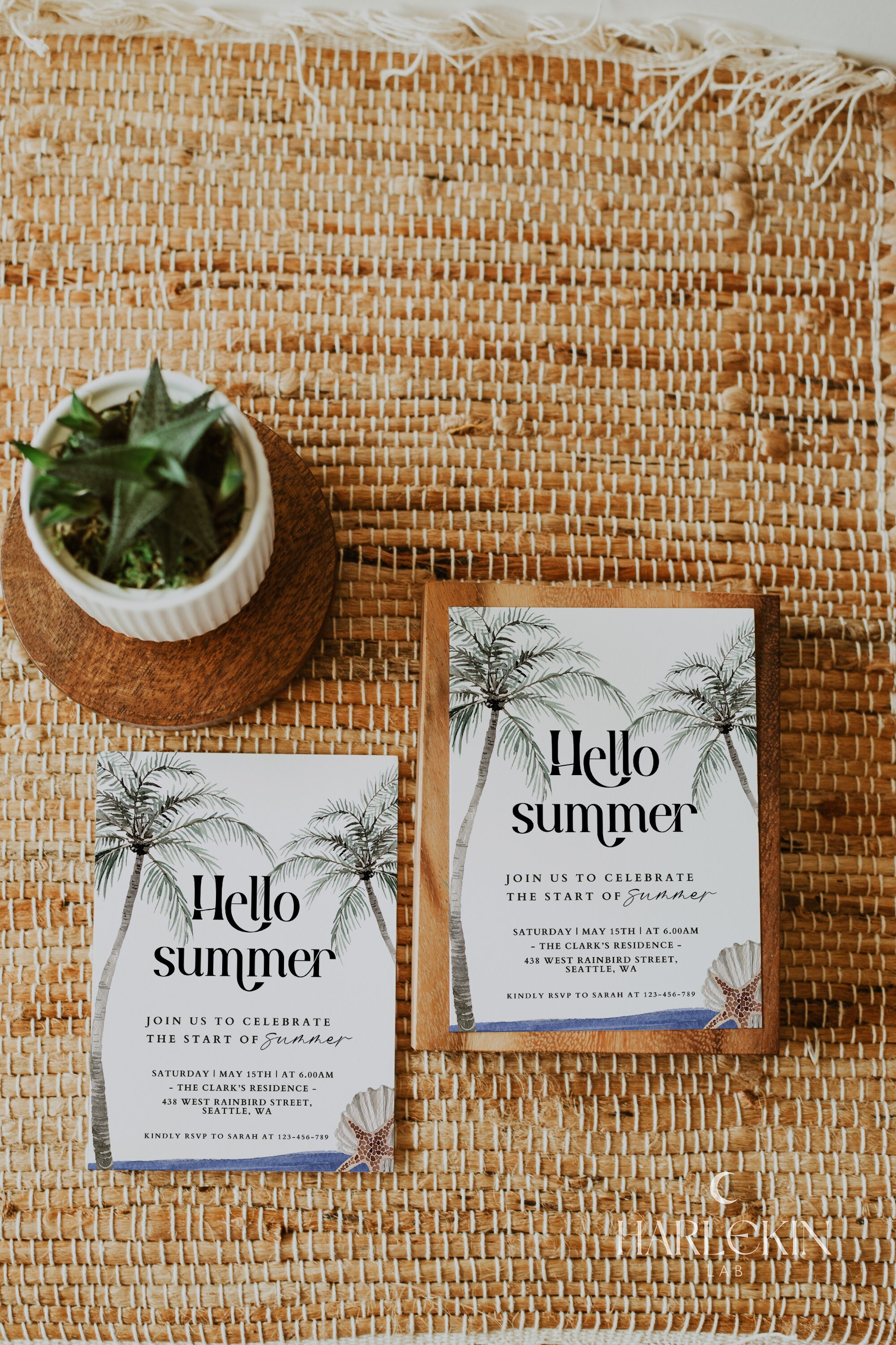 Editable Hello Summer Party Invitation Template, DIY Tropical ...