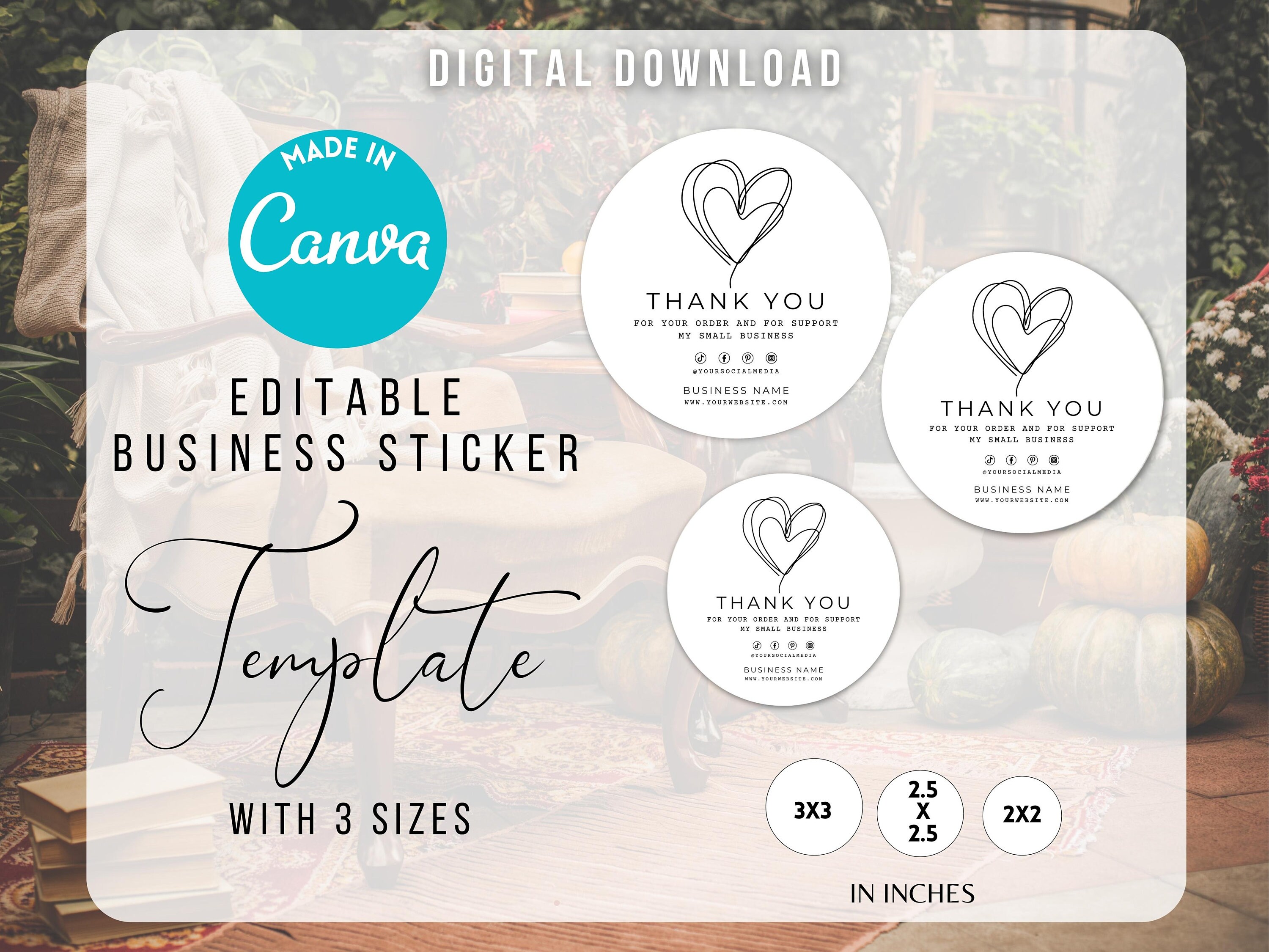 DIY Modern Business Packaging Labels, Editable Round Box Seal Sticker ...