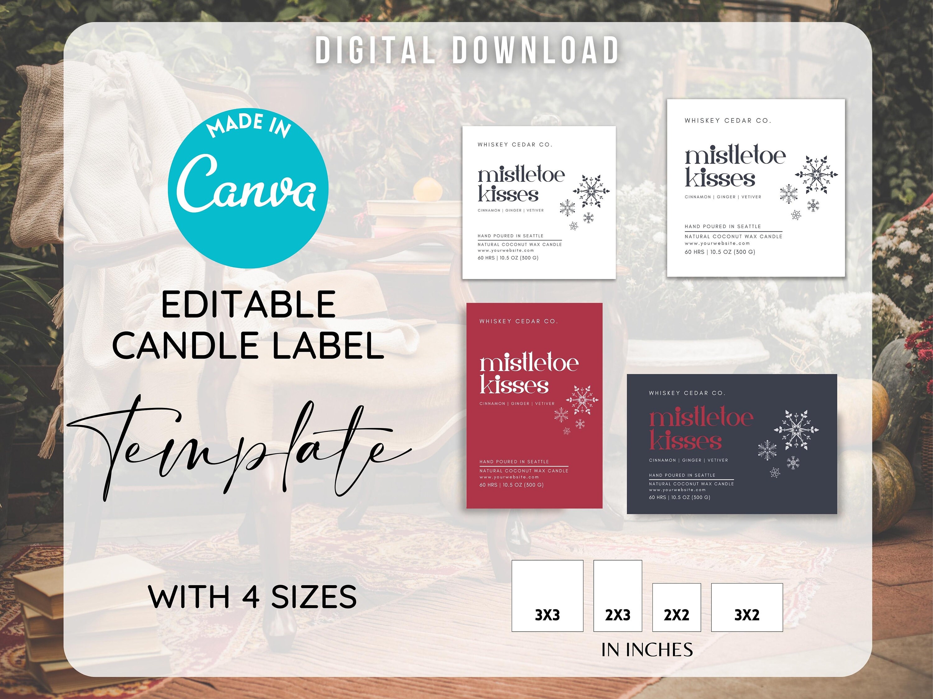 Editable Winter Candle Label Customizable Canva Template DIY - Etsy