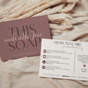 Handmade Soap Care Card Template, Editable Business Thank You Card ...