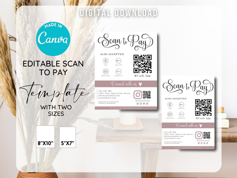 Printable QR Code Sign Customizable Scan to Pay Sign Cashapp - Etsy