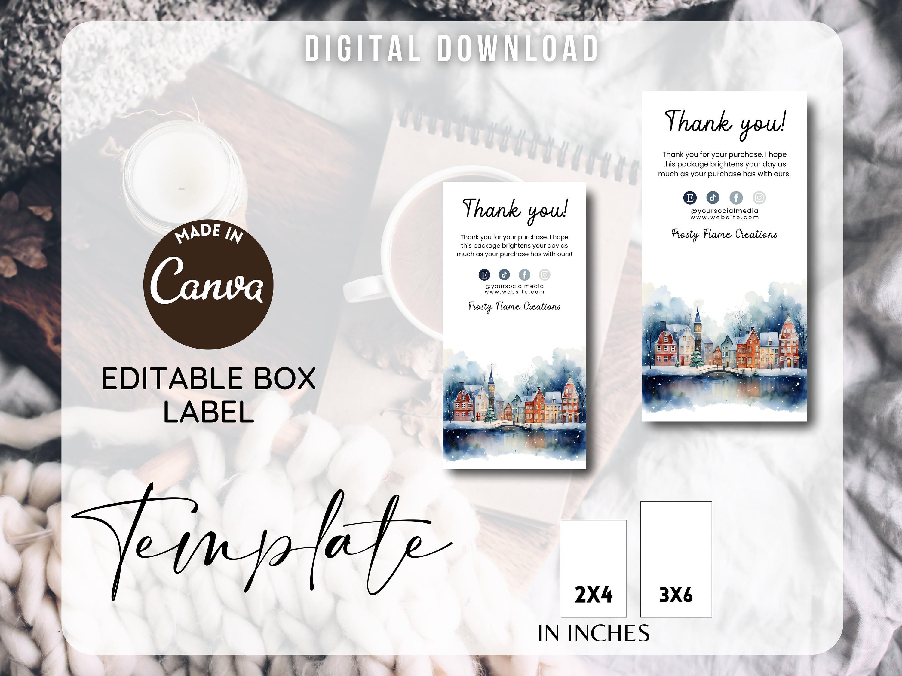 Editable Christmas Box Label Template, Winter Shipping Label Design ...