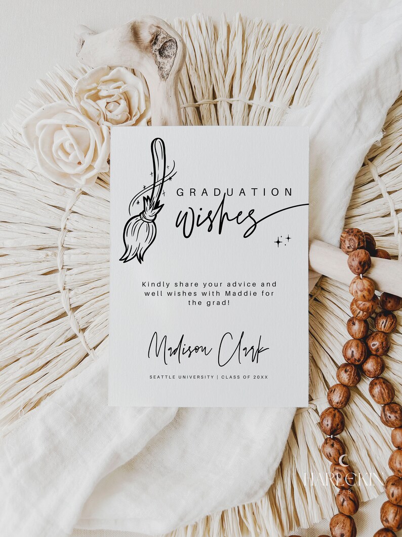 Modern Graduation Advice and Wishes Sign, Graduation Party Card ...