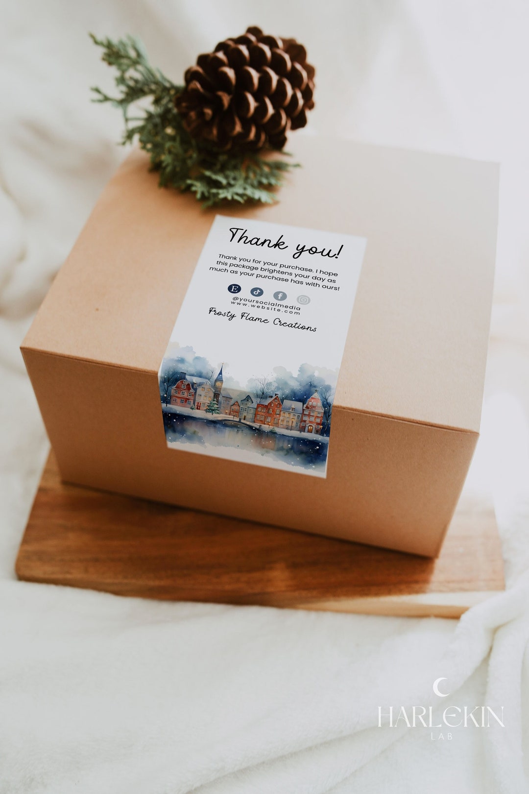 Editable Christmas Box Label Template, Winter Shipping Label Design ...