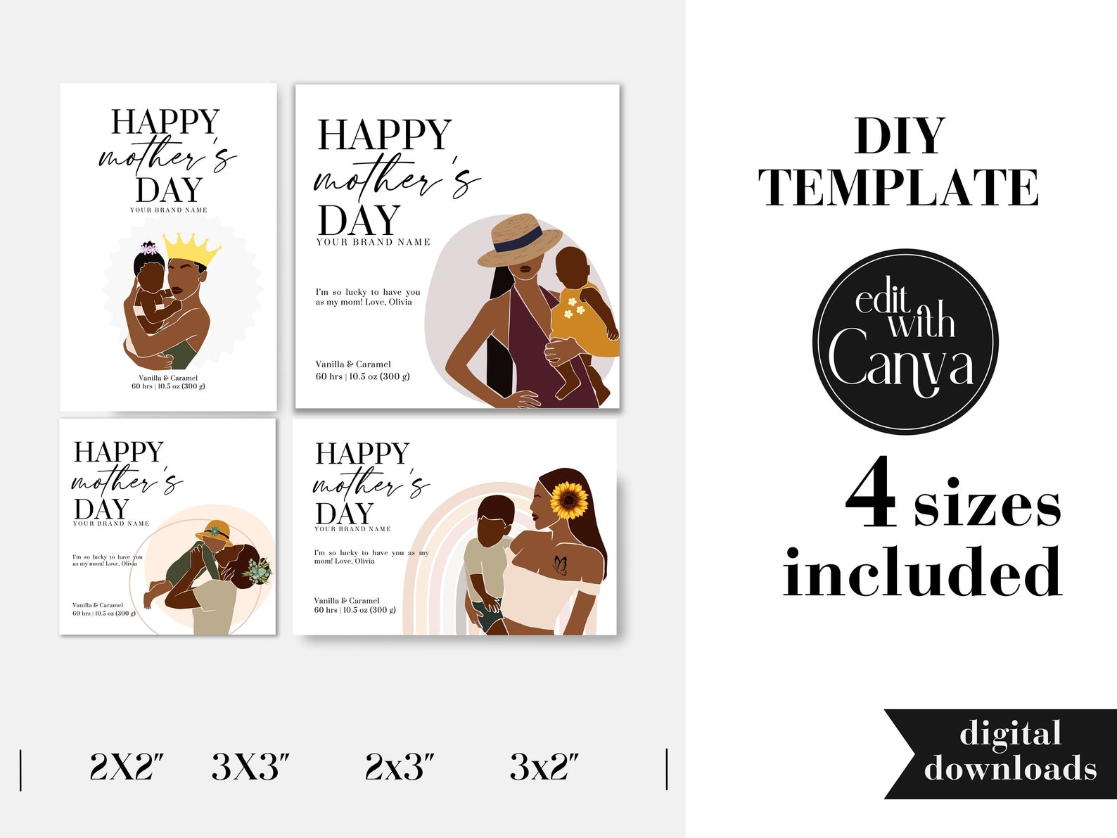 Editable Mothers Day Candle Label, Customizable Canva Template, DIY ...