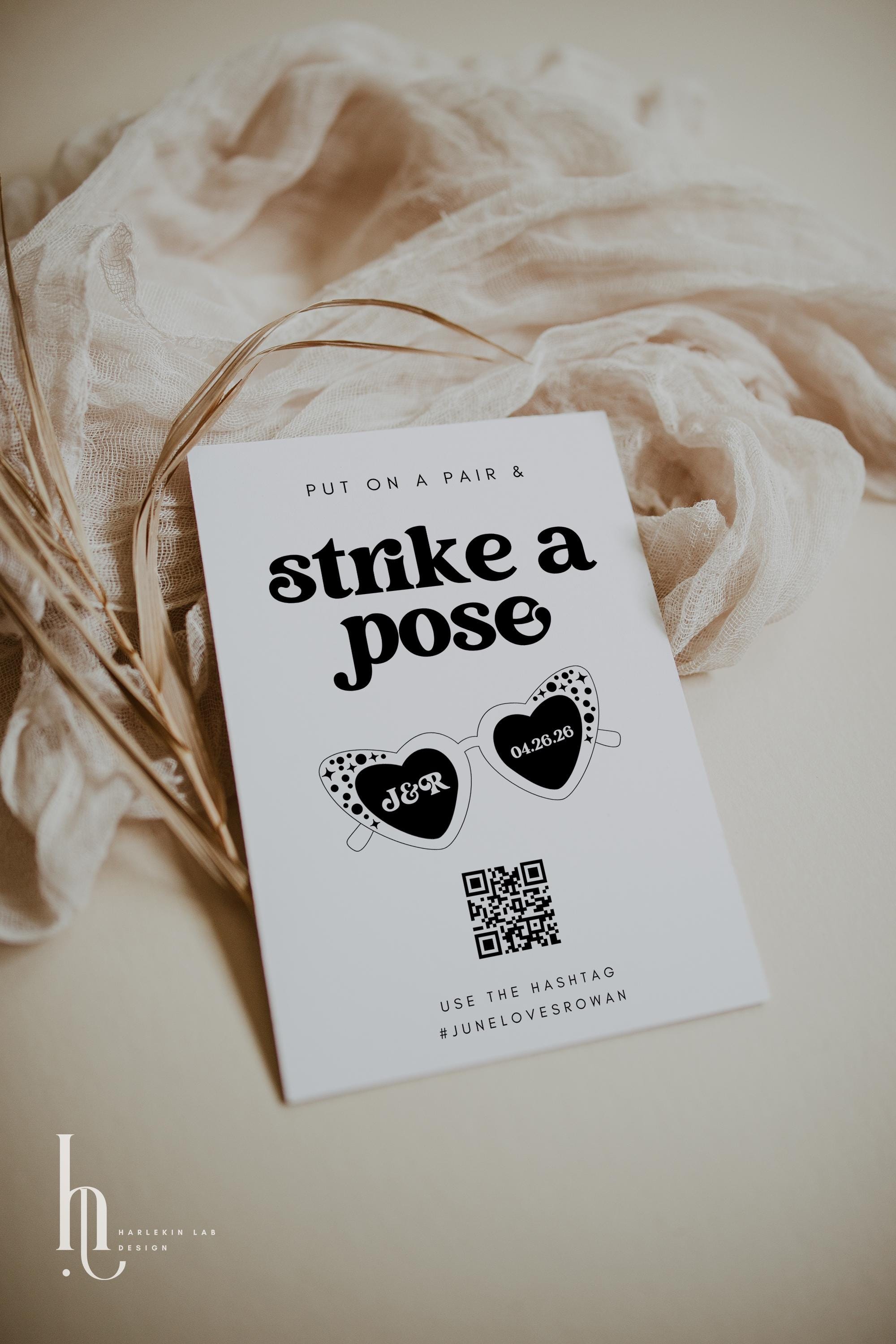 MIRAY Strike a Pose Sign Template, Wedding Sunglasses Party Sign ...
