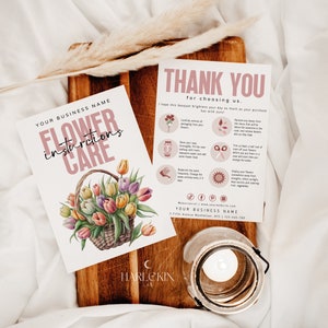 Editable Florist Care Card Template, Minimalist Flowers Care ...