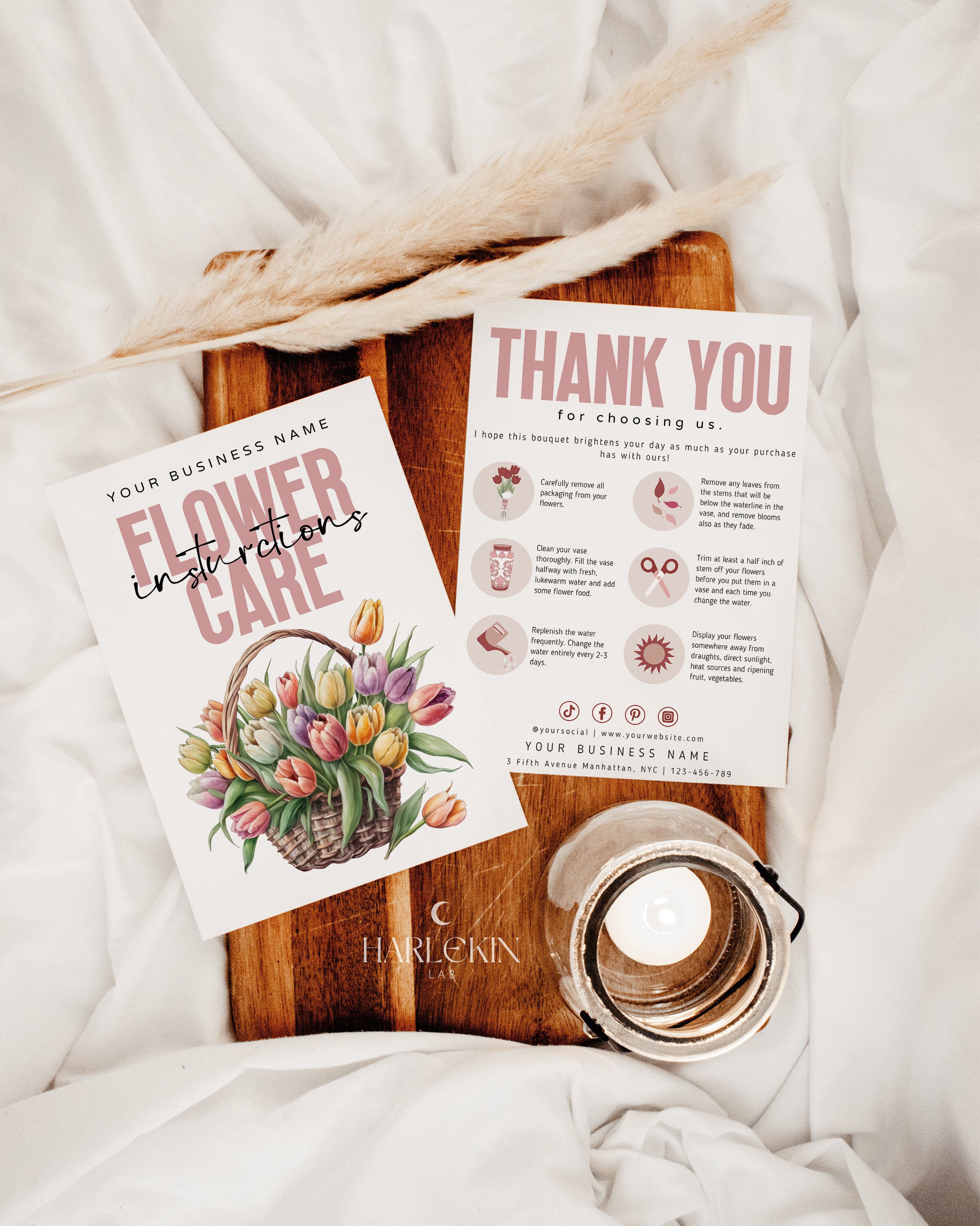 Editable Florist Care Card Template, Minimalist Flowers Care ...