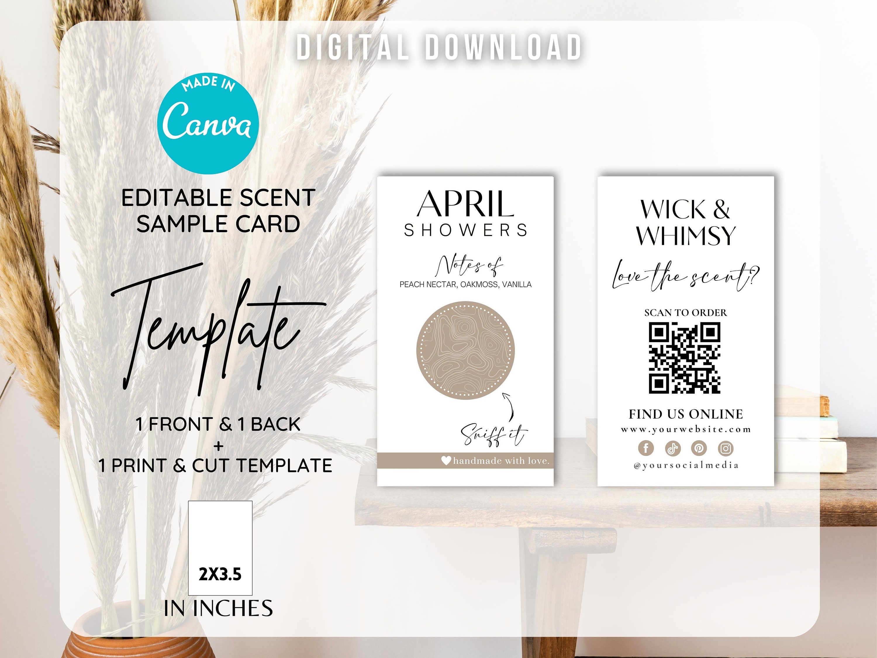 Candle Scent Card Template, Editable Business Tester Card, Wax Melt ...