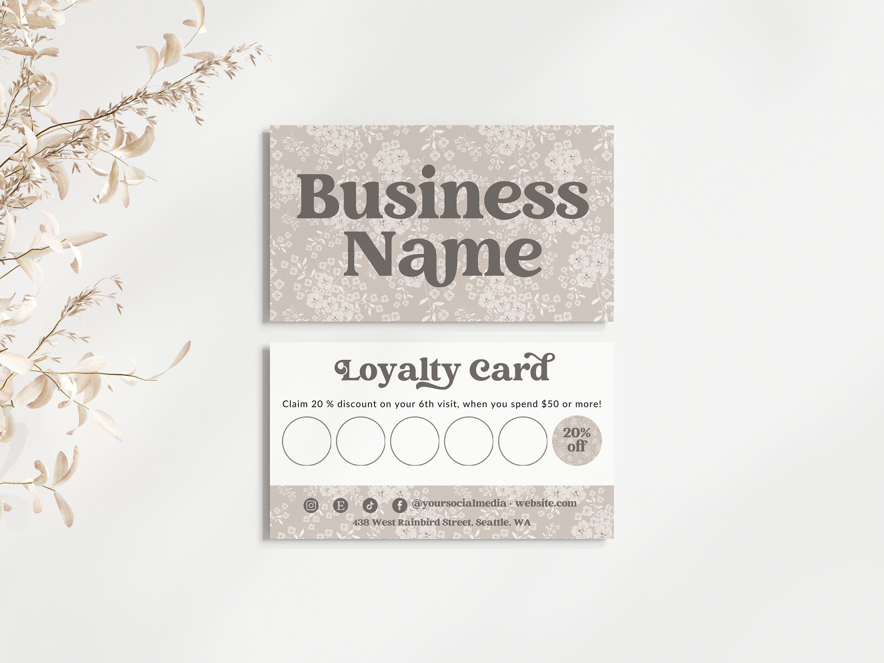 Editable Loyalty Card Template, Modern Customer Card, Printable Rewards ...