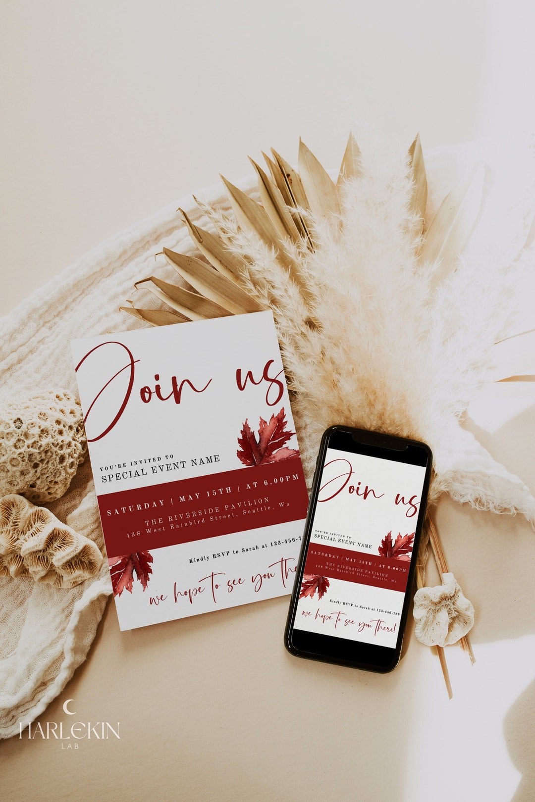 Autumn Grand Opening Business Invitation Template, Fall Minimalist ...