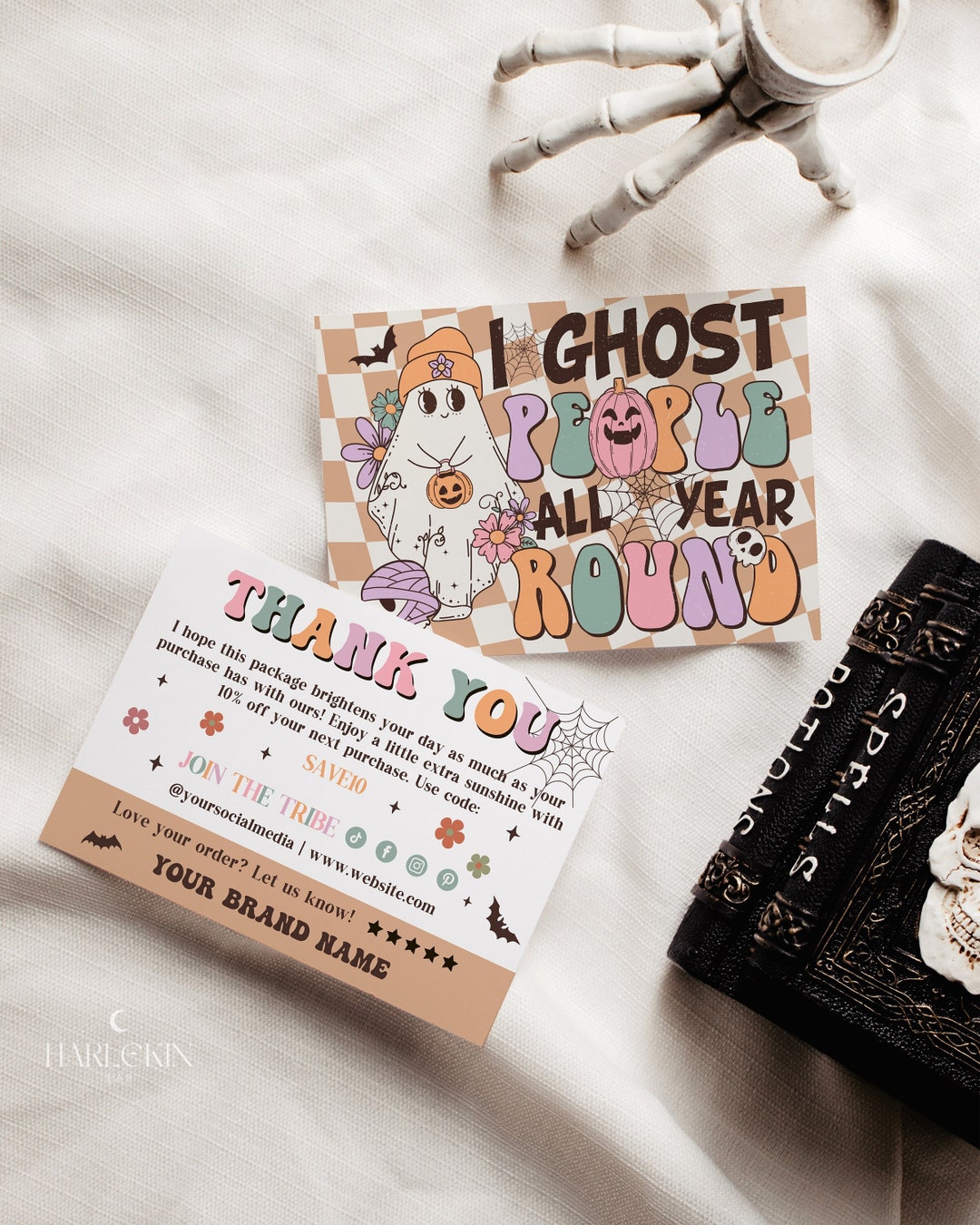 Editable Pumpkin Halloween Thank You Card, Customizable Thanks Note ...