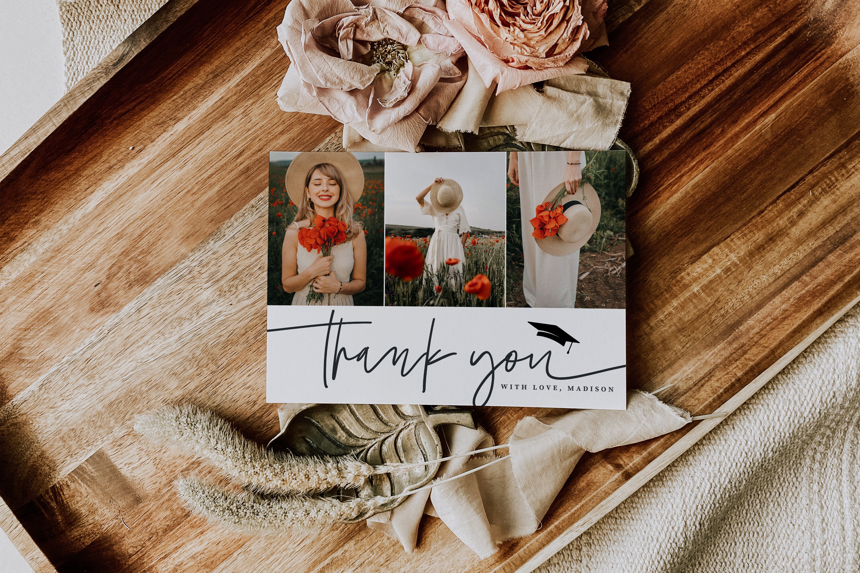 Editable Graduation Thank You Postcard, Photo High School College ...