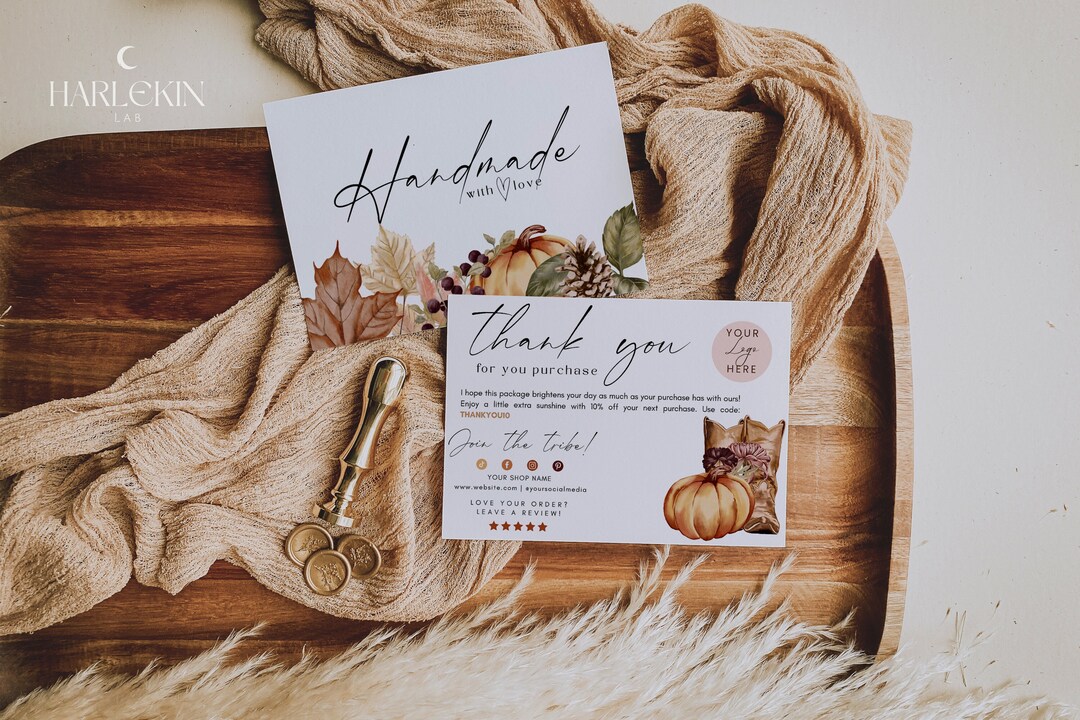 Editable Autumn Thank You Card, Customizable Fall Thanks Note, Modern ...