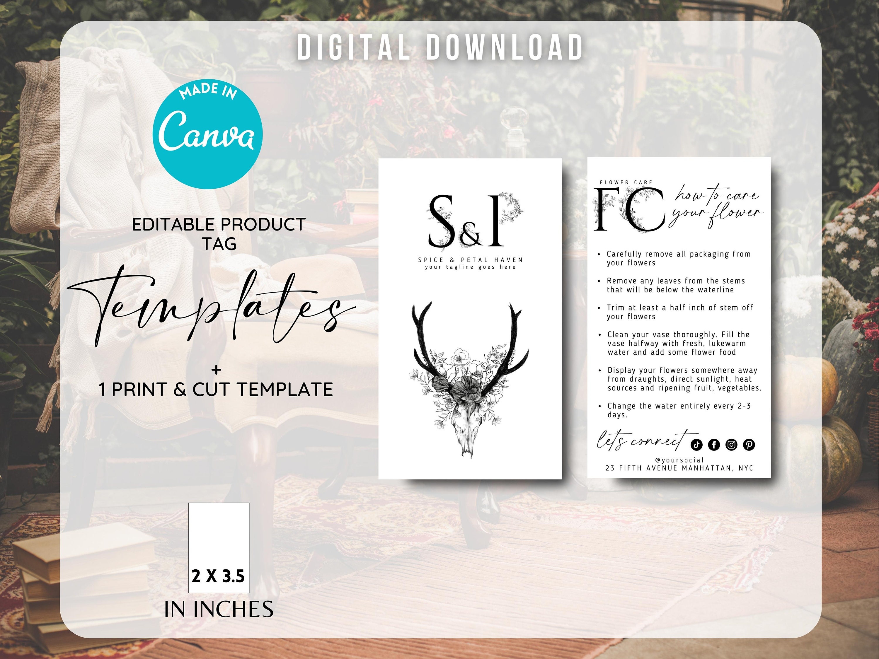 Editable Florist Hang Tag Template Customizable Minimal - Etsy