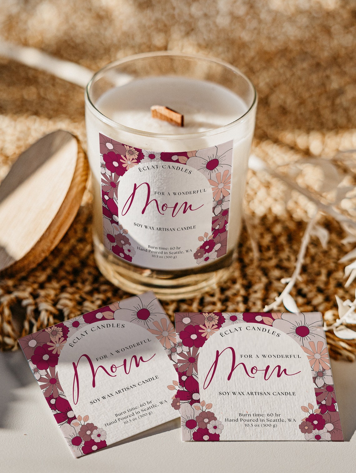 Editable Mother's Day Candle Label Customizable Canva - Etsy