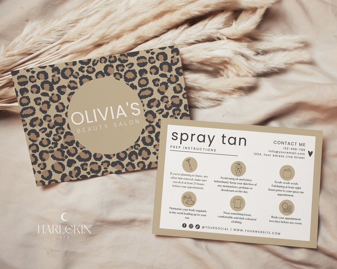 Editable Spray Tan Prep Card Template, DIY Artist Tanning Care Card ...