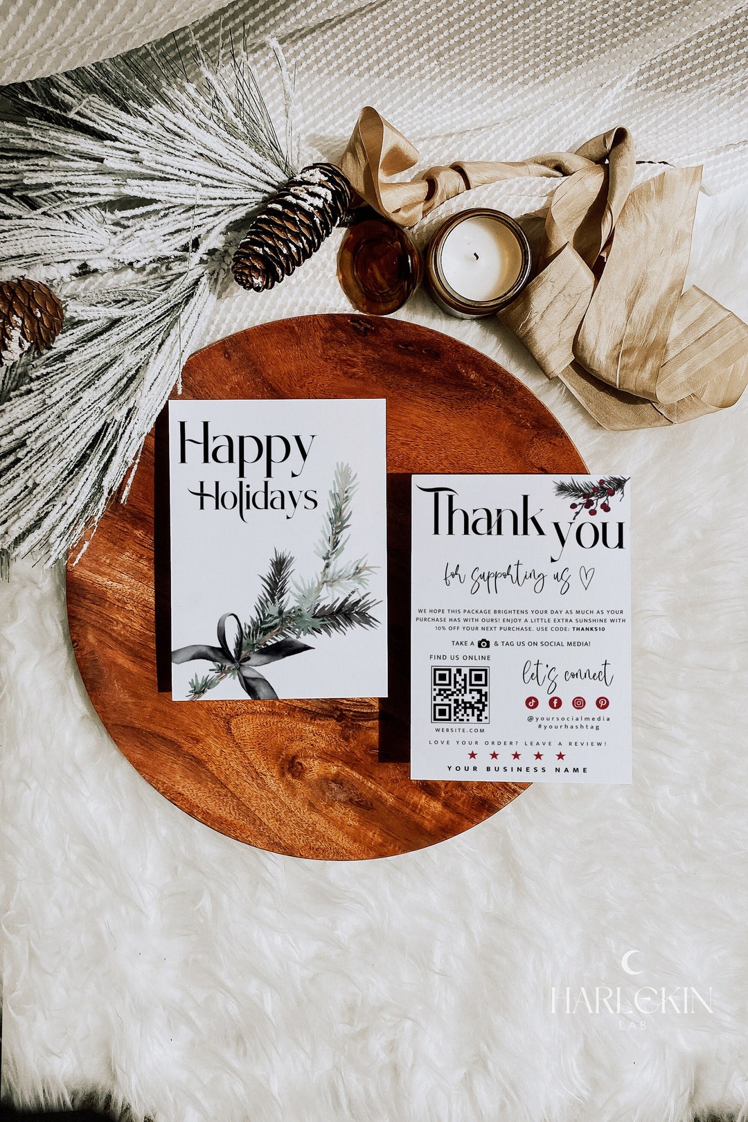 Editable Christmas Thank You Card, Customizable Thanks Note, DIY Winter ...