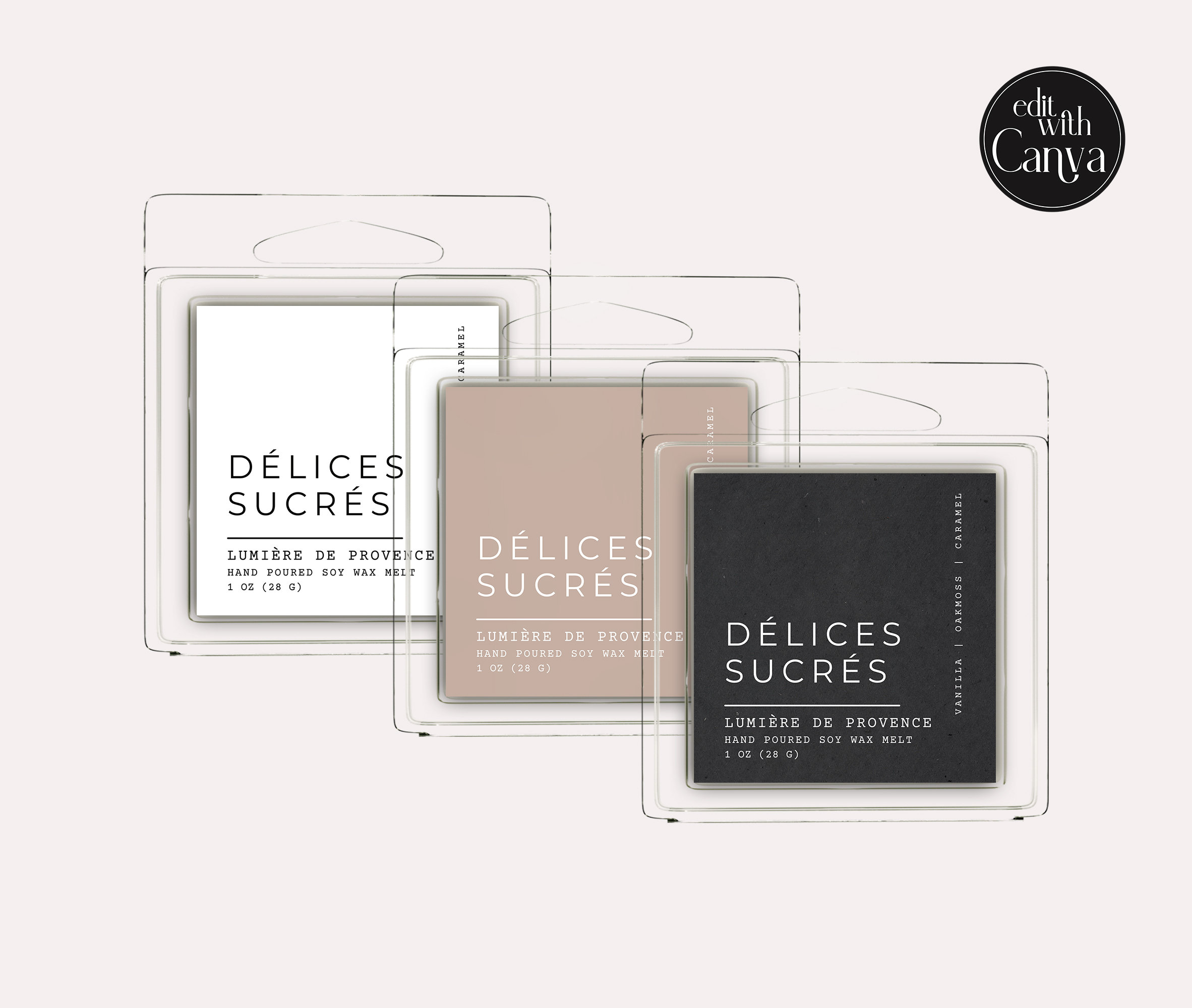 Editable Mini Wax Melt Sampler Label, DIY 1 Oz Wax Cube Sticker ...