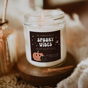 Halloween Candle Label Set, Customizable Canva Template, DIY Autumn ...