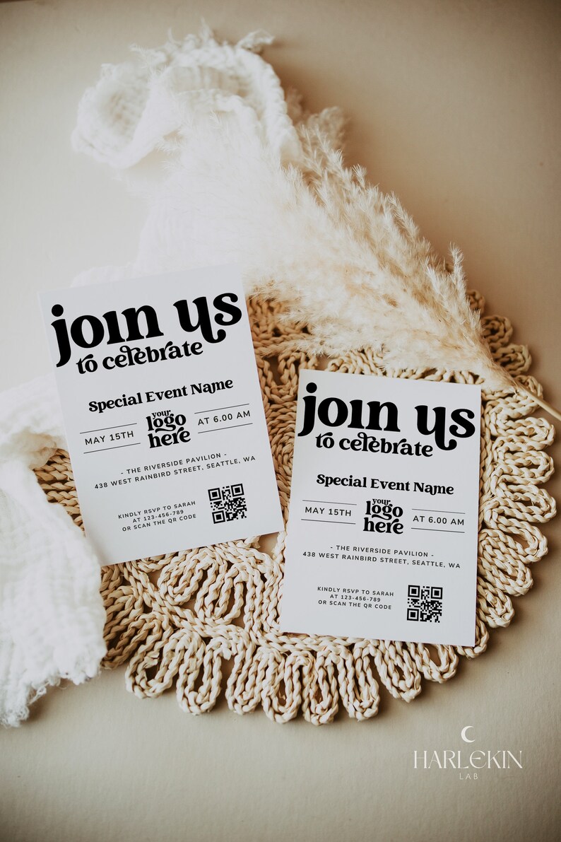 DIY Modern Business Invitation Template, Trendy QR Code Special Event ...