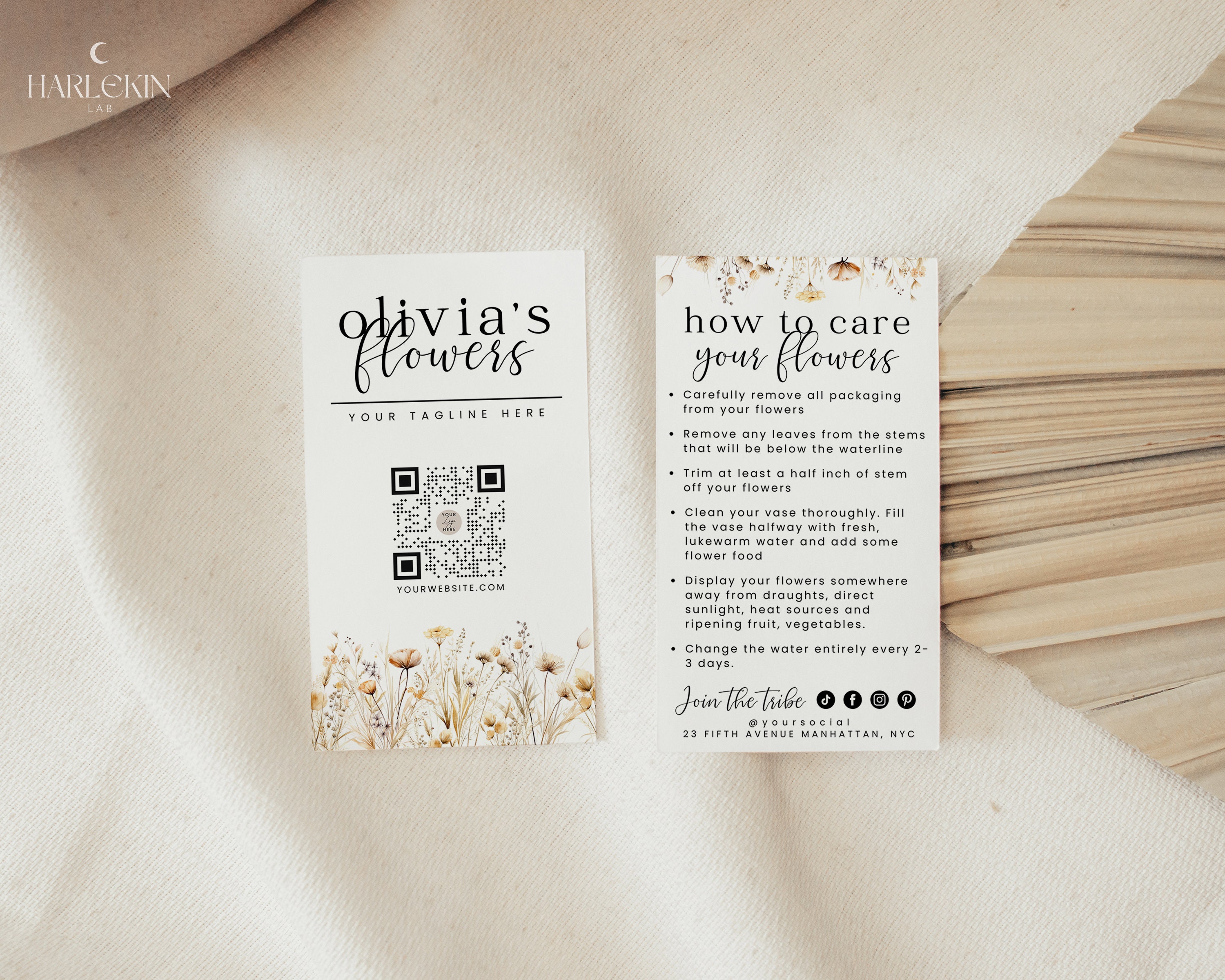 Editable Florist Hang Tag Template, Customizable Minimal Flowers Care ...