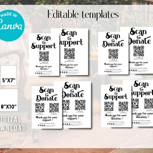 Editable Scan to Donate Sign, DIY QR Code Sign, Cashapp Paypal Scan to ...