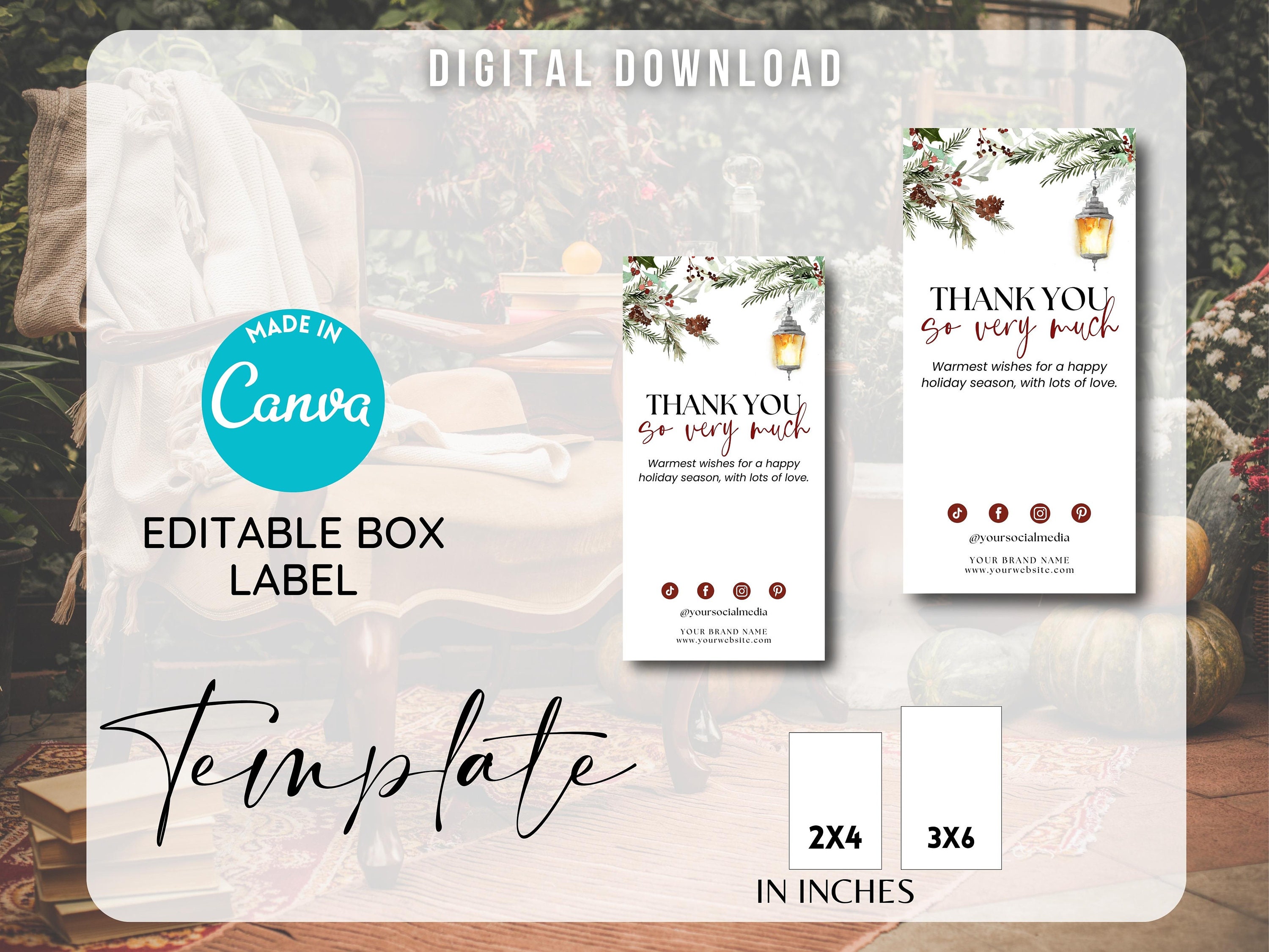 Editable Christmas Box Label Template, Winter Shipping Label Design ...