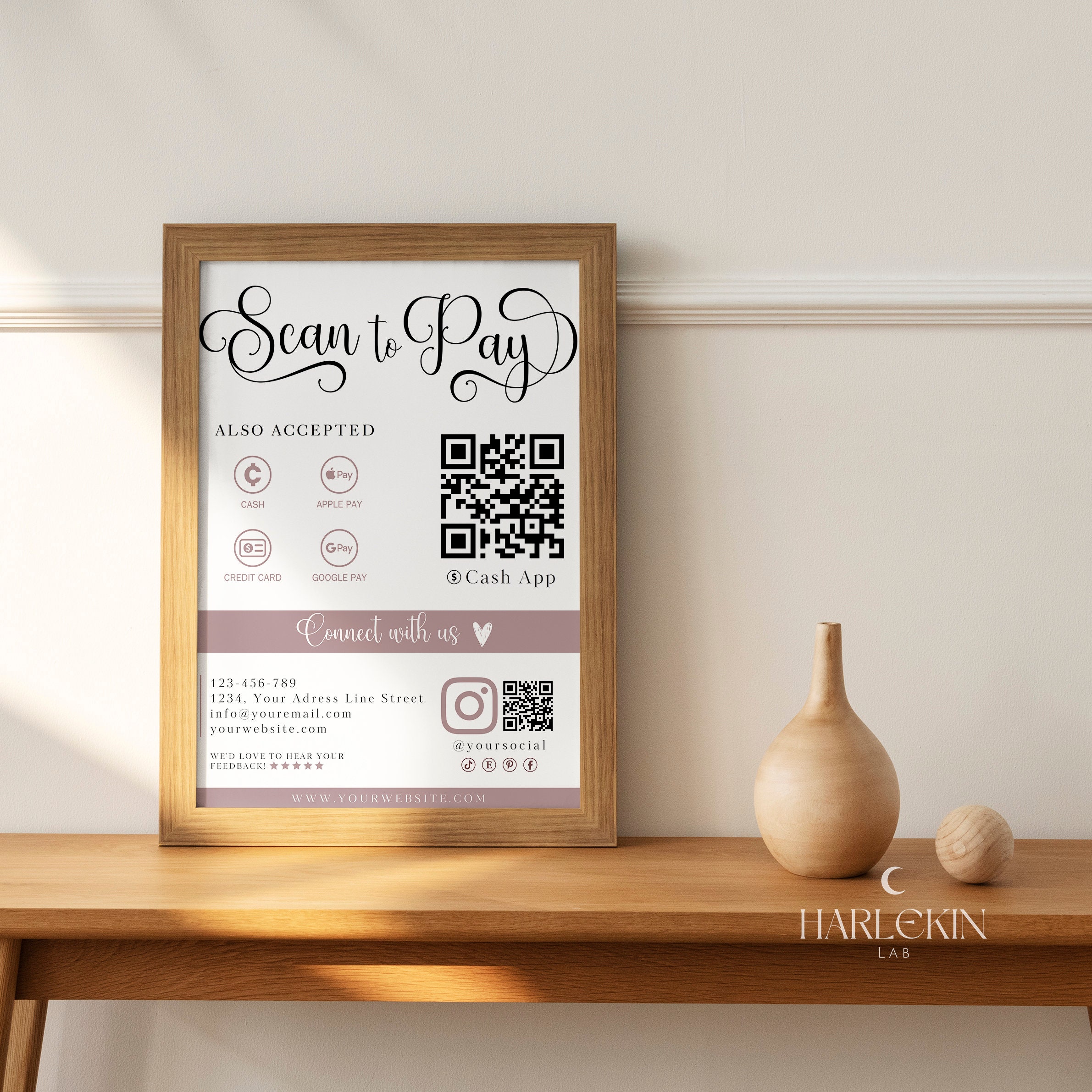Printable QR Code Sign, Customizable Scan to Pay Sign, Cashapp Paypal ...