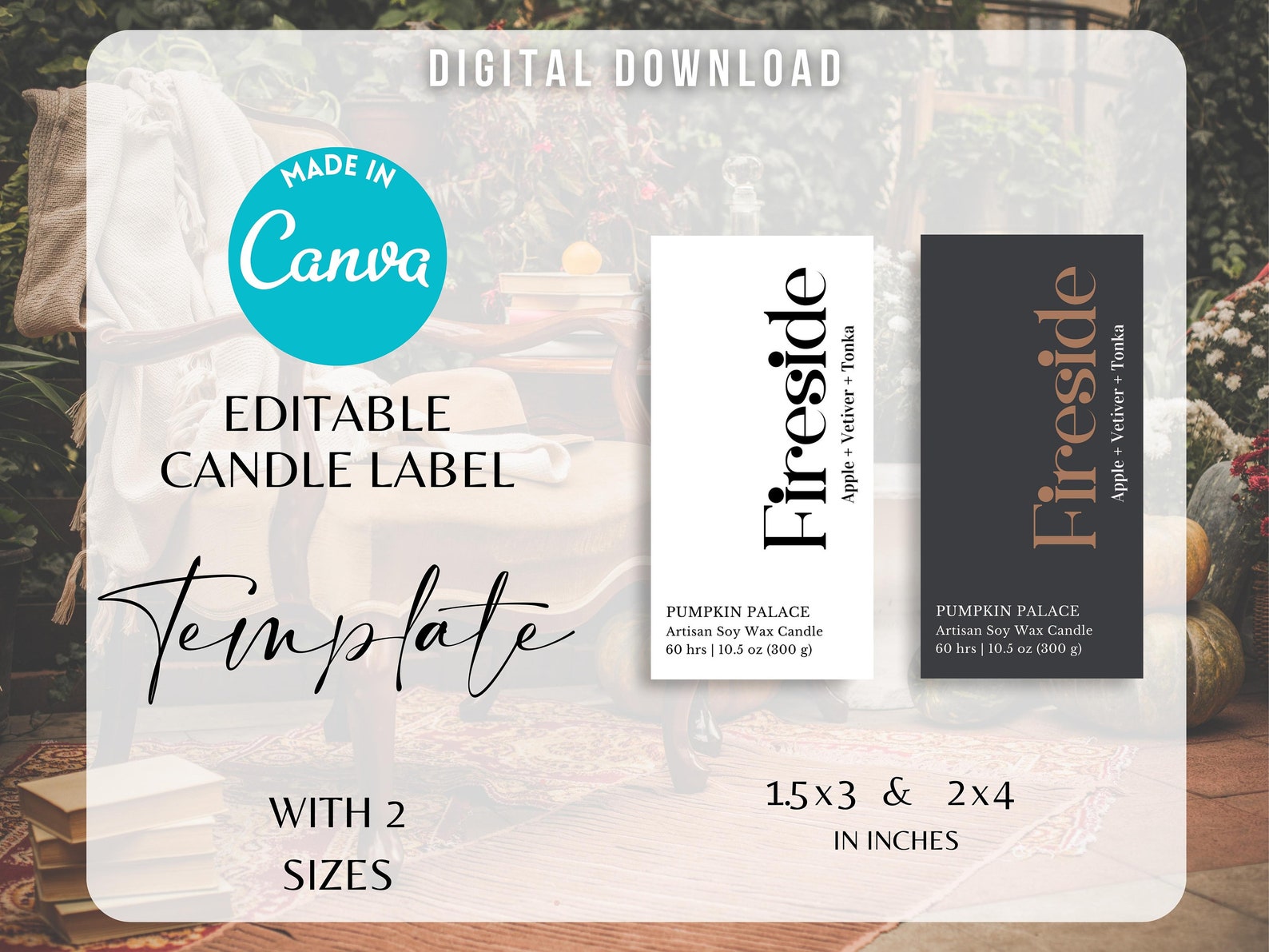 Fully Editable Thin Candle Label, Customizable Canva Template, DIY ...