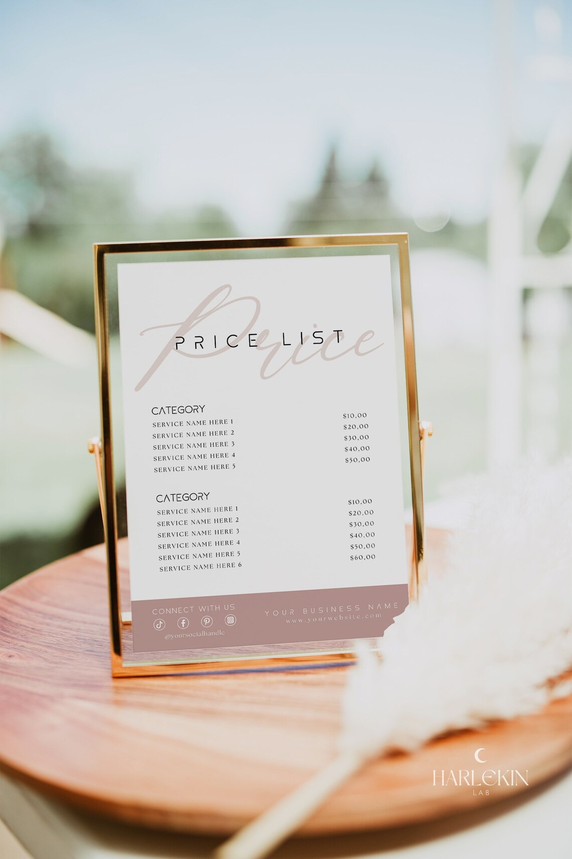Editable Elegant Vendor Price List, DIY Printable Salon Price Sheet ...