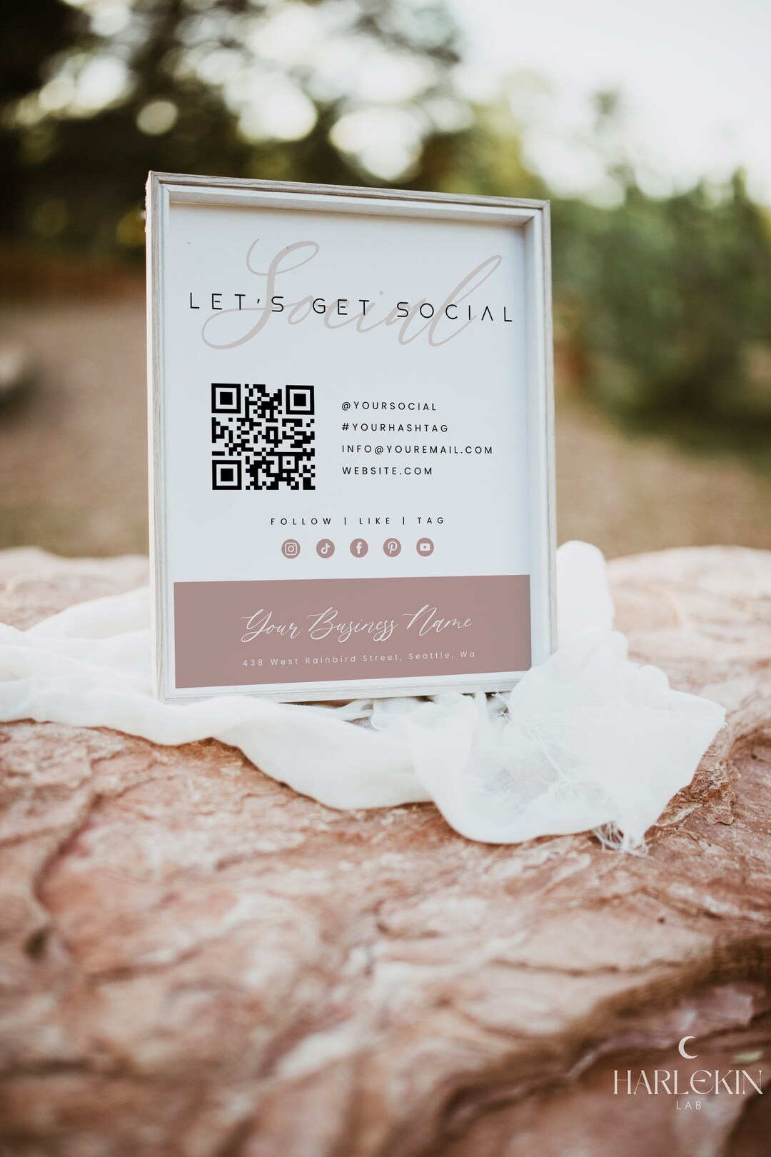 Boho Social Media Sign Template, DIY Follow Us on Social Media Sheet ...