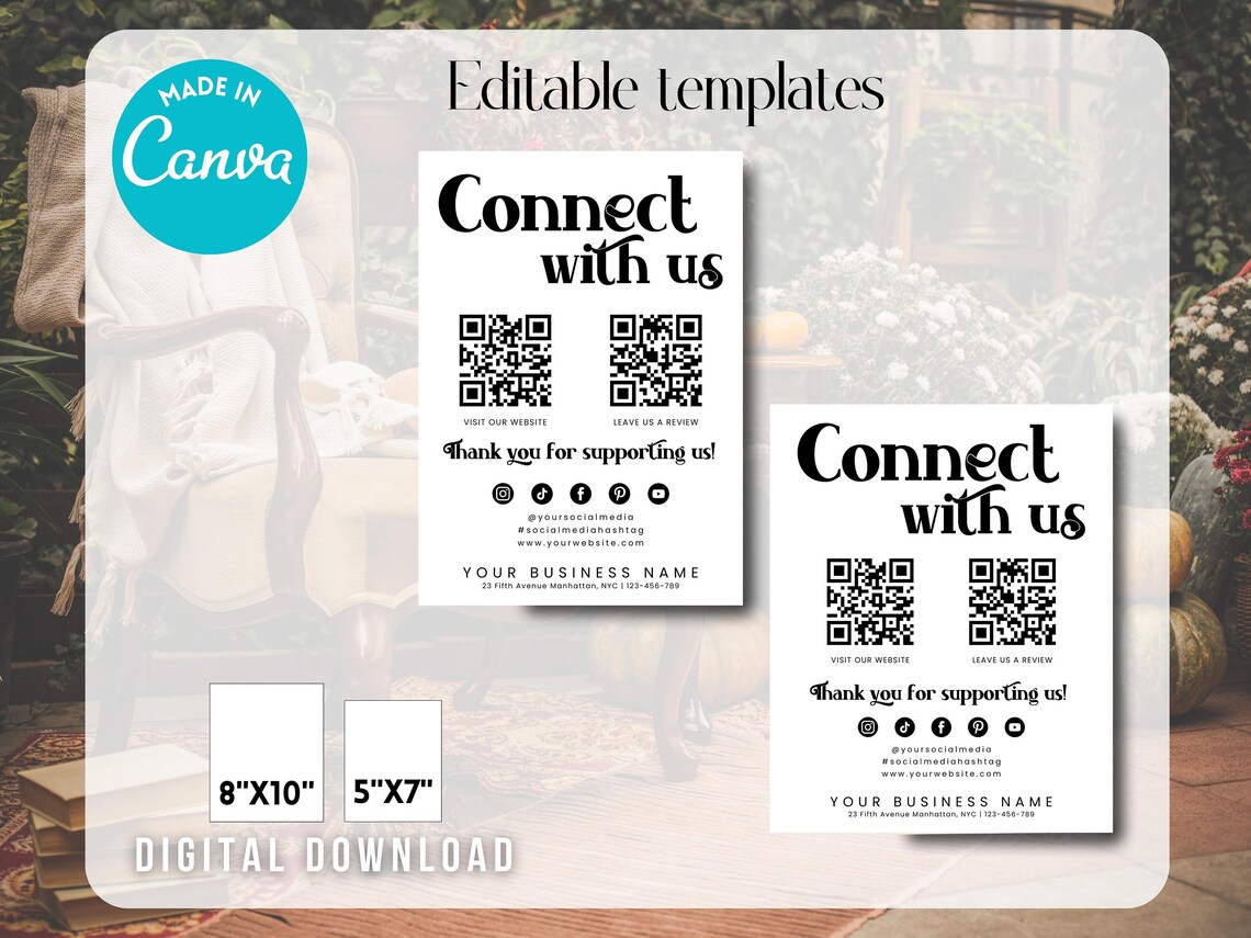 Editable Social Media Sign Template, DIY Follow Us on Social Media ...