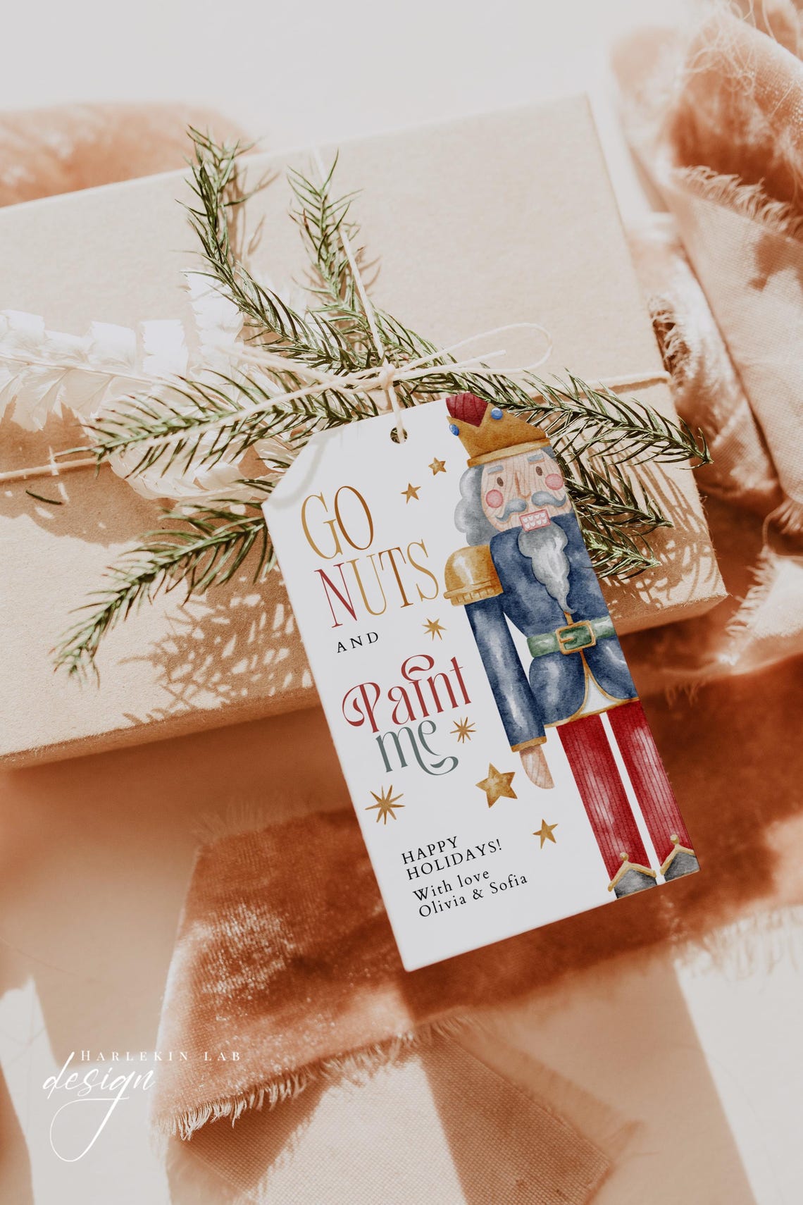 Editable Nutcracker Paint Me Christmas Gift Tag Template, Go Nuts and ...