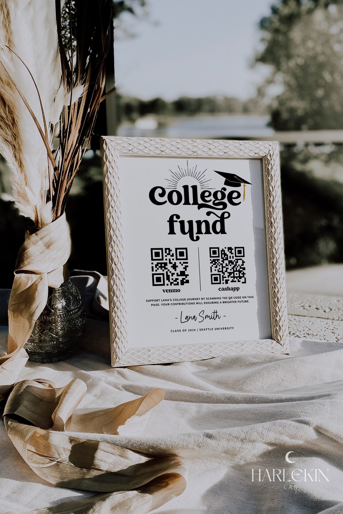 Editable College Fund Sign Template, DIY Grad Party QR Code Sign, Venmo ...
