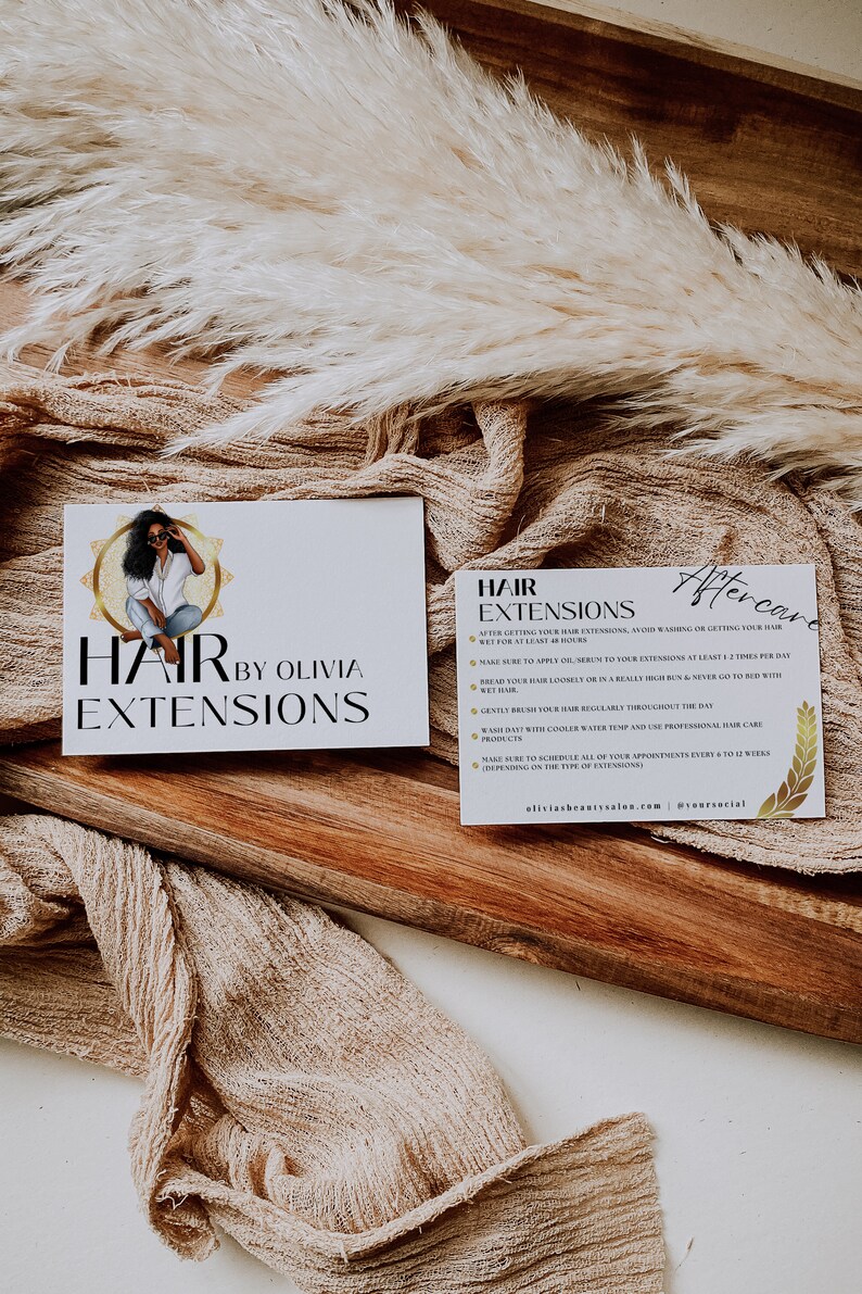 Hair Extensions Aftercare Card Template, Editable Luxury Care Card, How ...