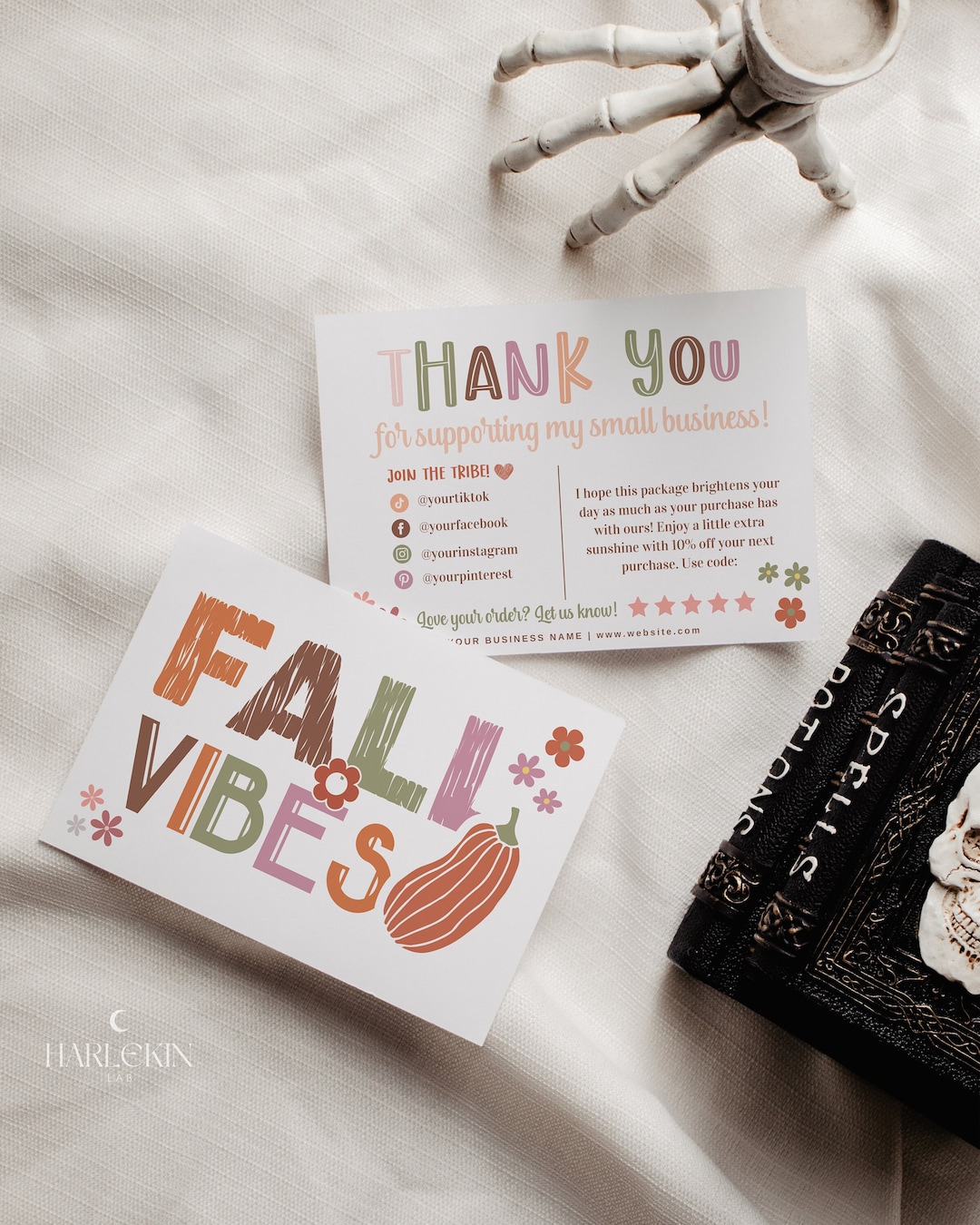 Editable Autumn Thank You Card, Customizable Fall Thanks Note, Pumpkin ...