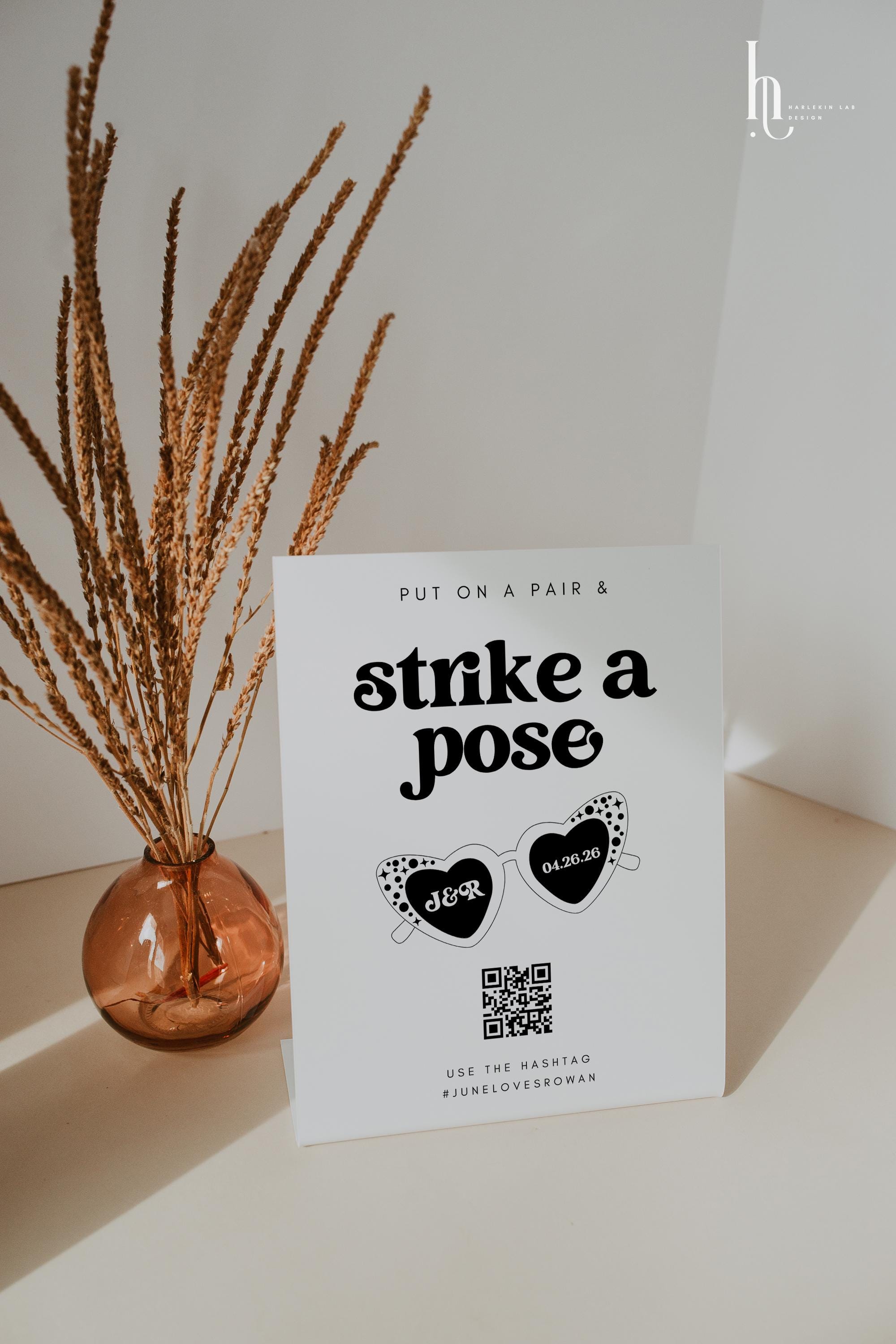 MIRAY Strike a Pose Sign Template, Wedding Sunglasses Party Sign ...