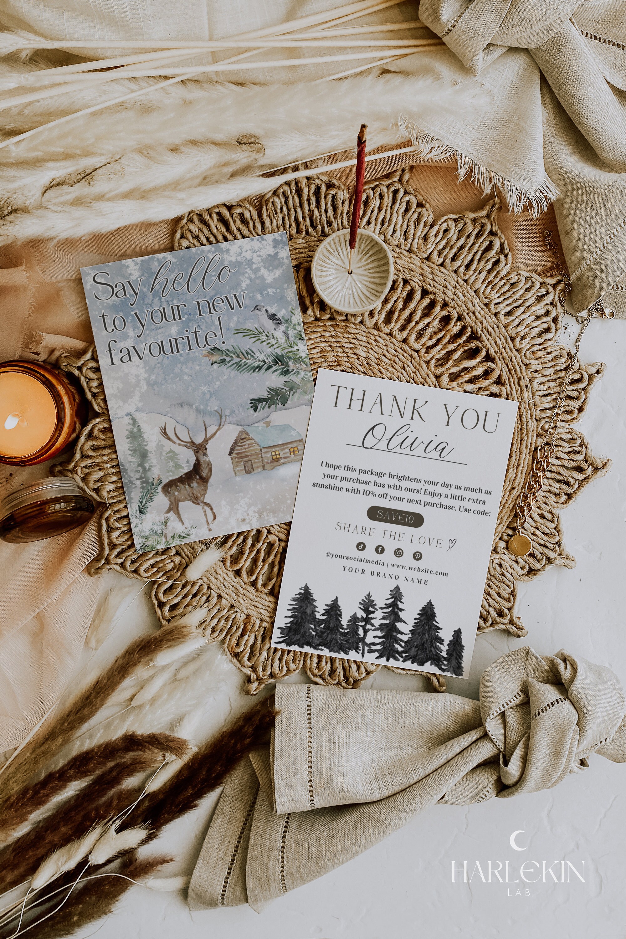 Editable Snowy Christmas Thank You Card, Customizable Thanks Note ...