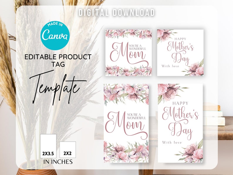 Editable Business Hang Tag Template Mothers Day Label - Etsy
