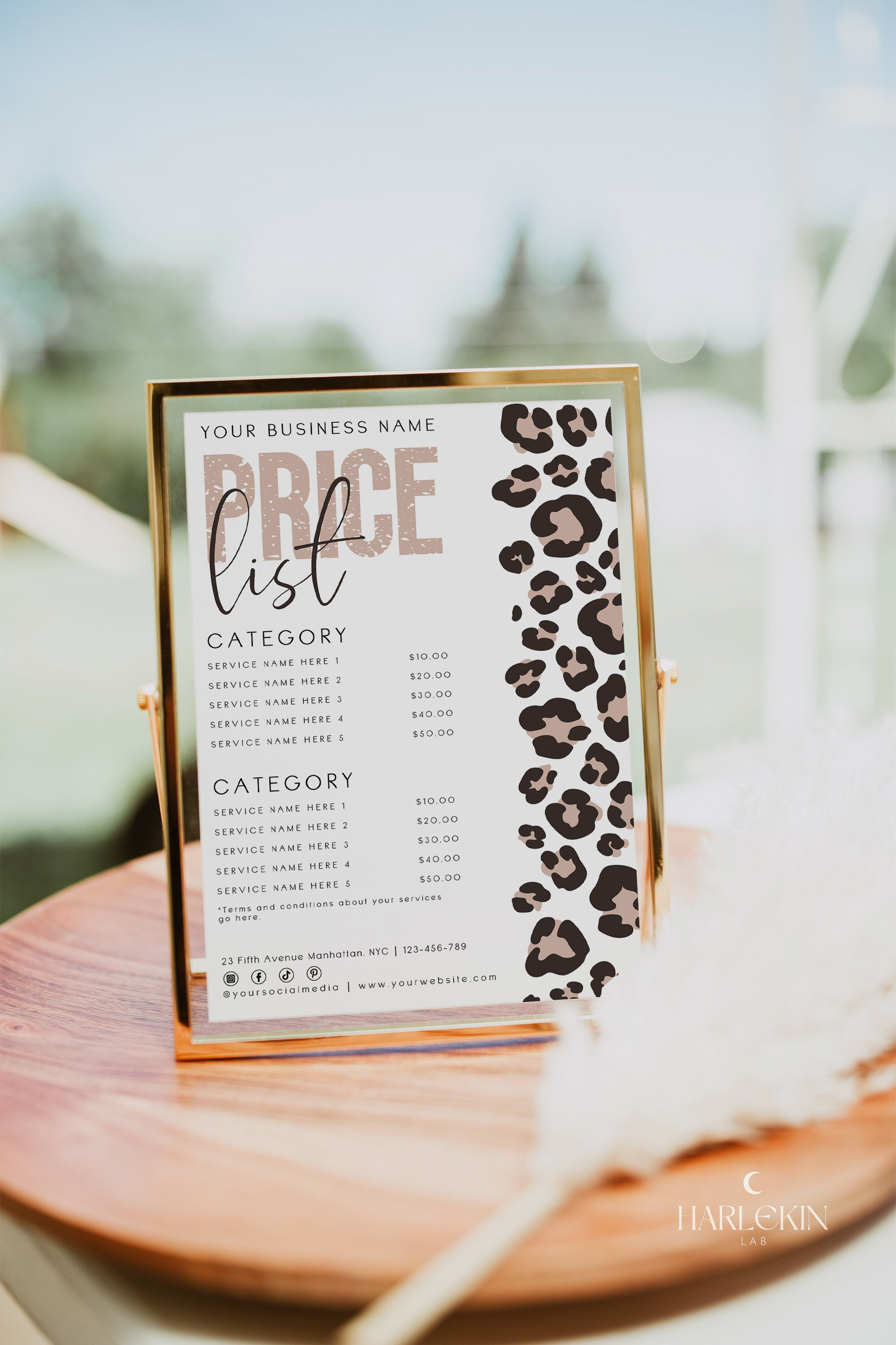 Editable Leopard Vendor Price List, DIY Printable Salon Price Sheet ...
