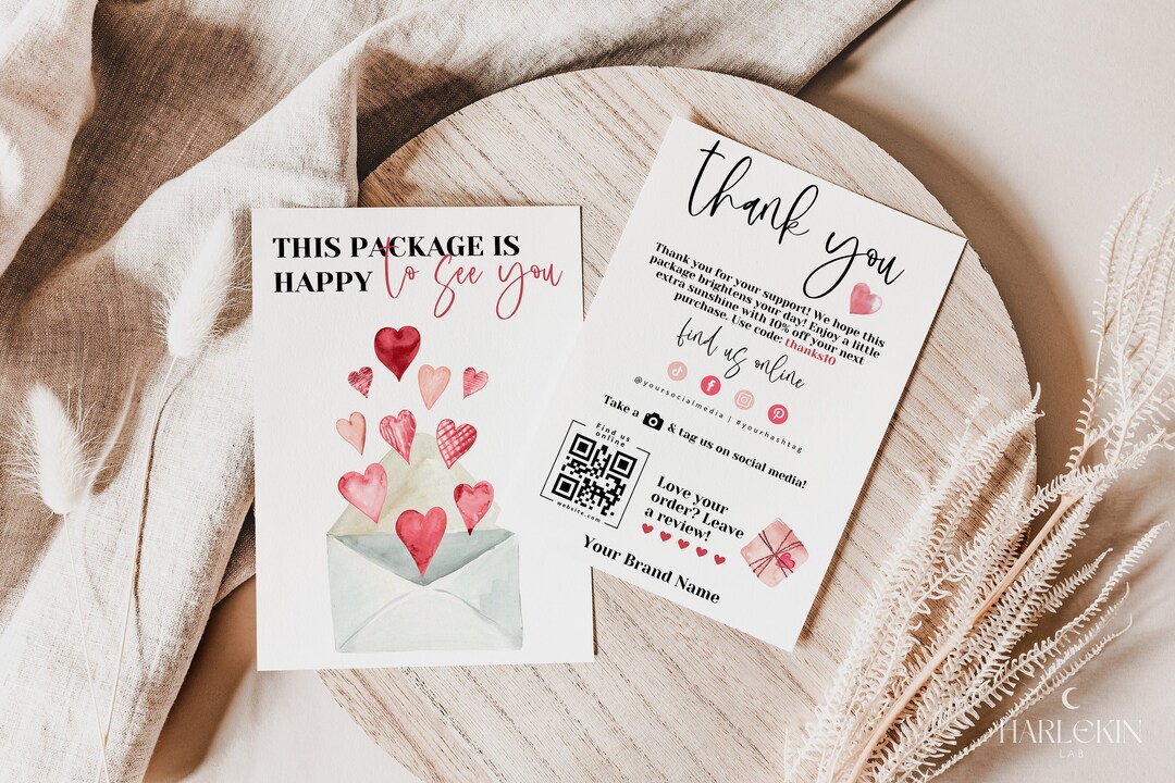 Editable Valentine Thank You Card, DIY Thanks Note, Small Business ...