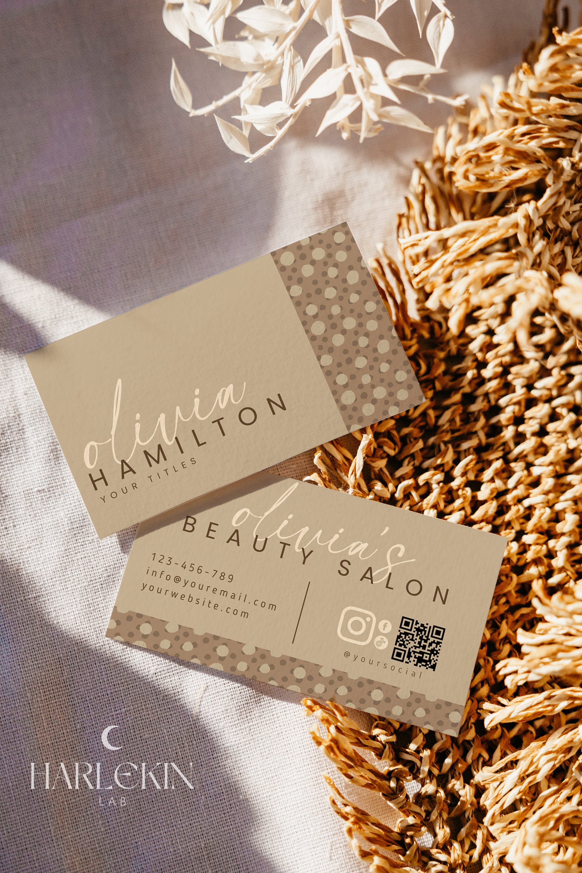 Printable Business Card With QR Code, Animal Prints Name Card Template ...