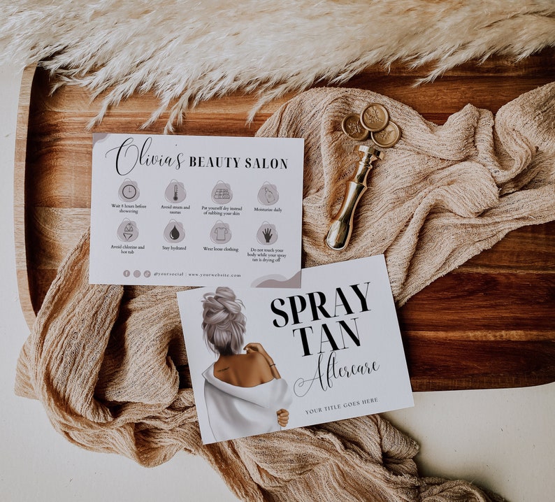 Editable Spray Tan Aftercare Card Template DIY Artist Tanning - Etsy
