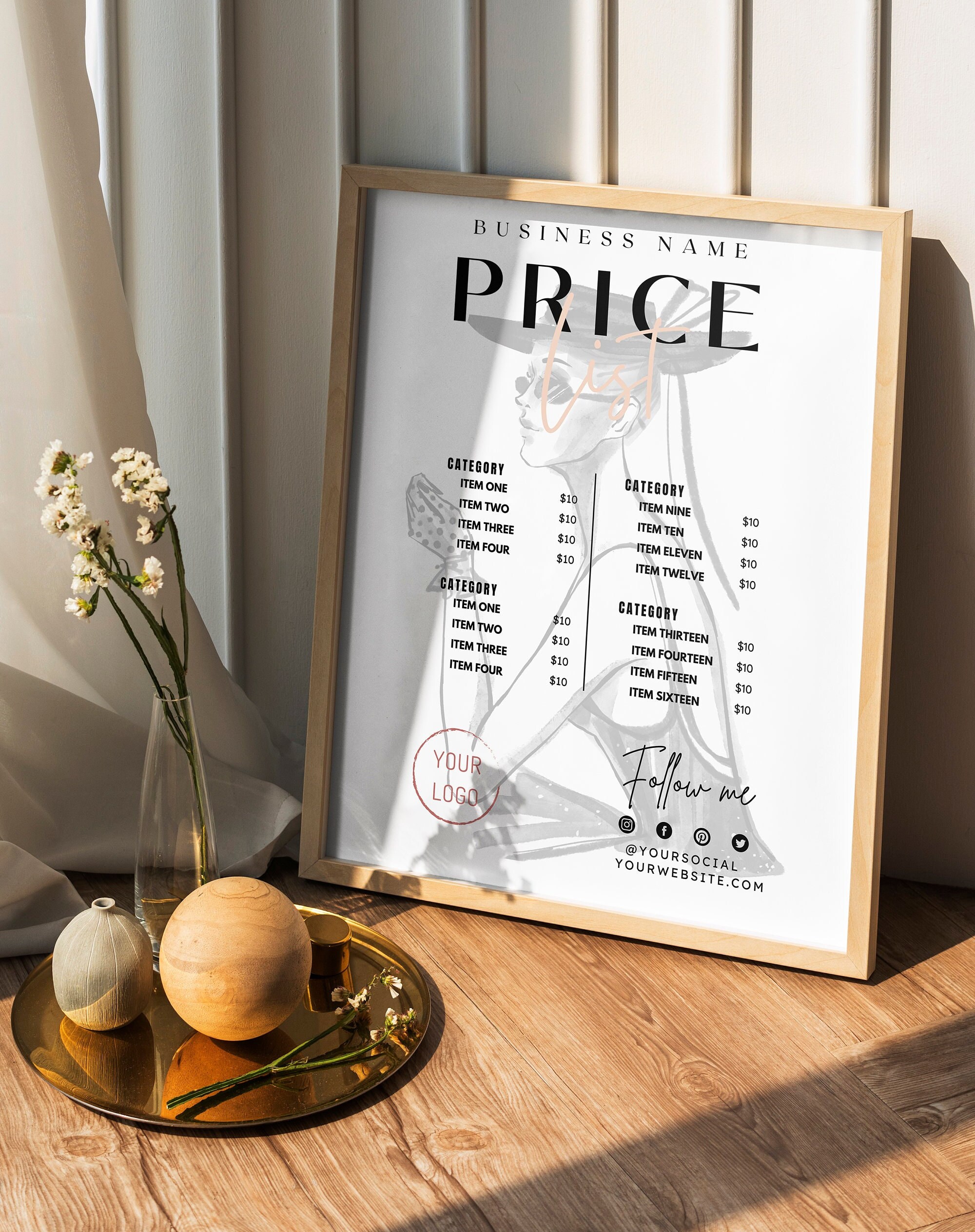 Customizable Price List, DIY Printable Salon Price Sheet With Logo ...