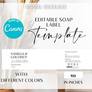 Minimalist Soap Label Template, Customizable Wrap Whipped Soap Label ...