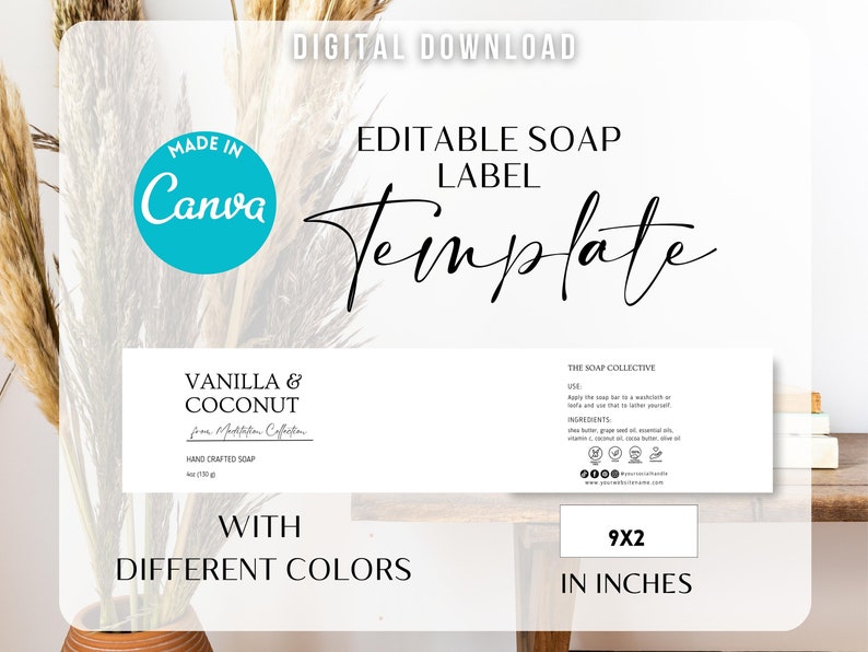 Minimalist Soap Label Template, Customizable Wrap Whipped Soap Label ...