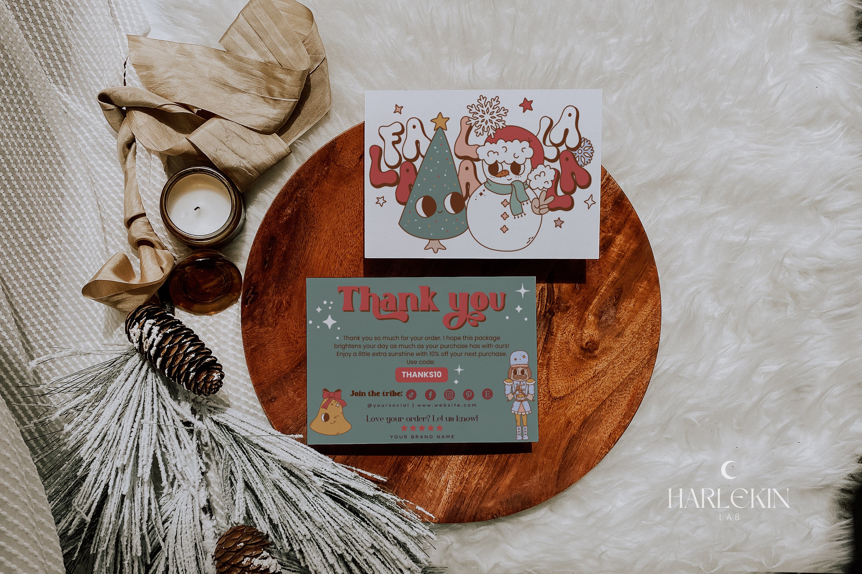 Editable Retro Christmas Thank You Card Customizable Thanks - Etsy
