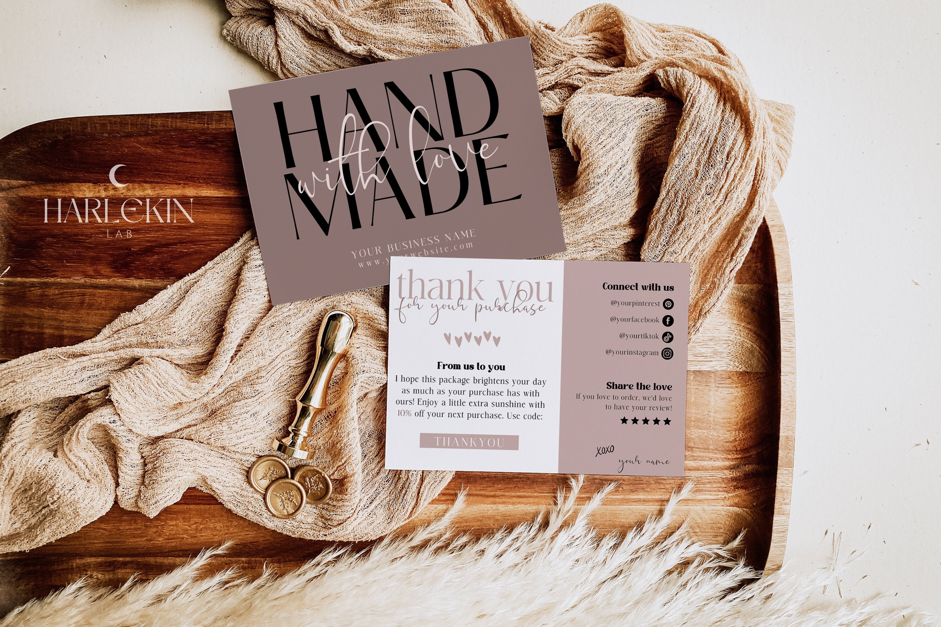 Editable Thank You Card, Customizable Thanks Note, Package Insert ...